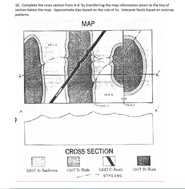 Solved 10. Complete the cross section from A-A' by | Chegg.com