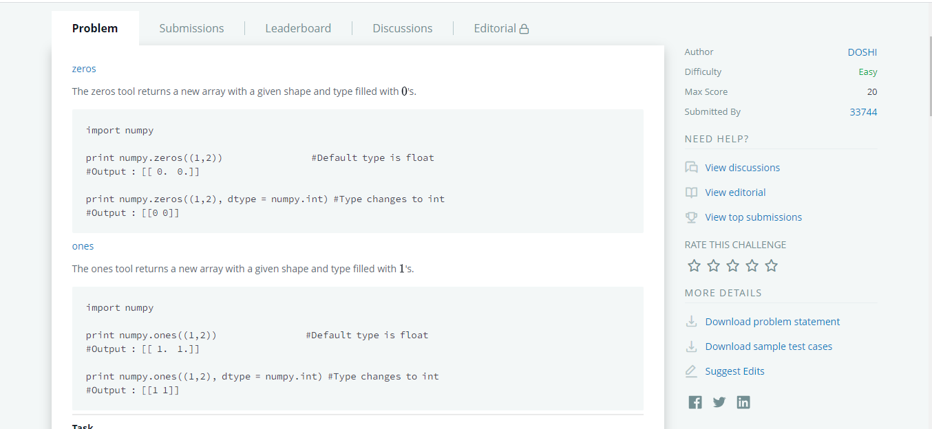 Solved Problem Submissions Leaderboard Discussions Editorial | Chegg.com