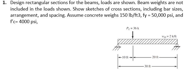 Solved 1. Design rectangular sections for the beams, loads | Chegg.com