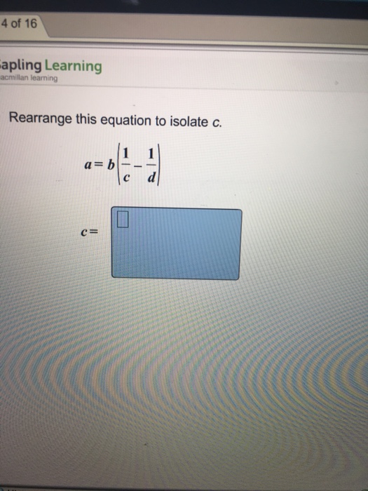 Solved 4 of 16 apling Learning acmillan learning Rearrange | Chegg.com Solved 4 of 16 apling Learning acmillan learning Rearrange | Chegg.com