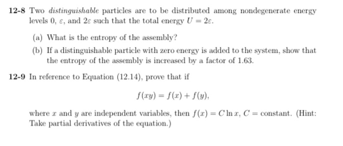 Solved 12-8 Two distinguishable particles are to be | Chegg.com
