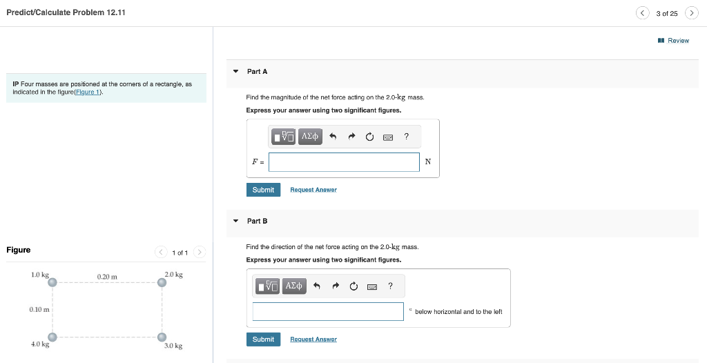 Solved Predict/Calculate Problem 12.11 Part A IP Four masses | Chegg.com