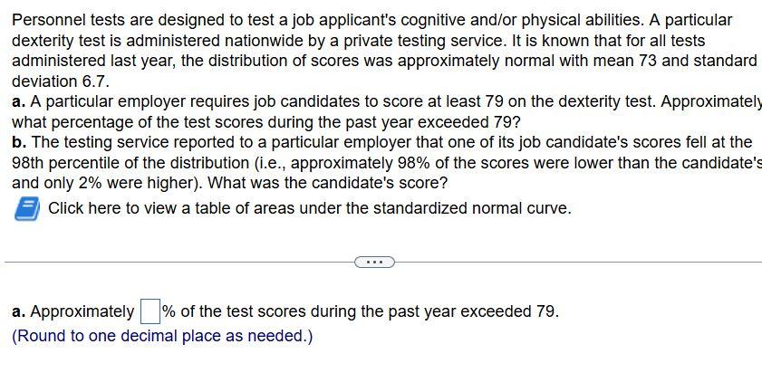 Solved Personnel tests are designed to test a job | Chegg.com