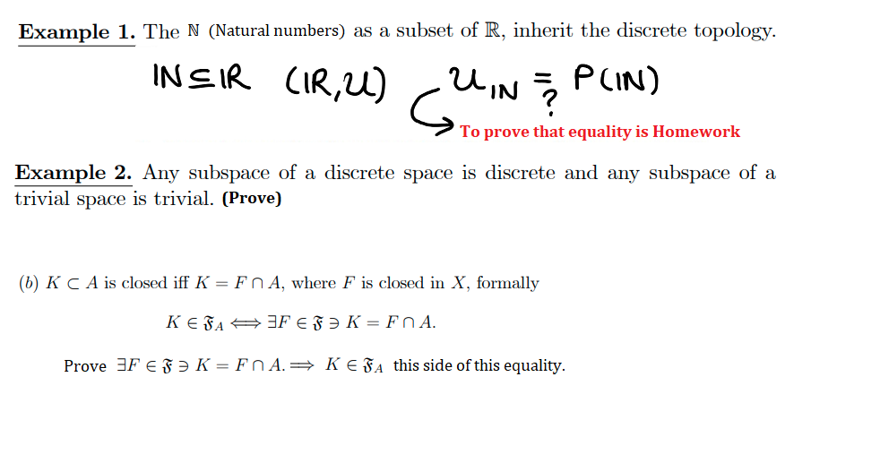Solved Example 1. The N (Natural numbers) as a subset of R, | Chegg.com