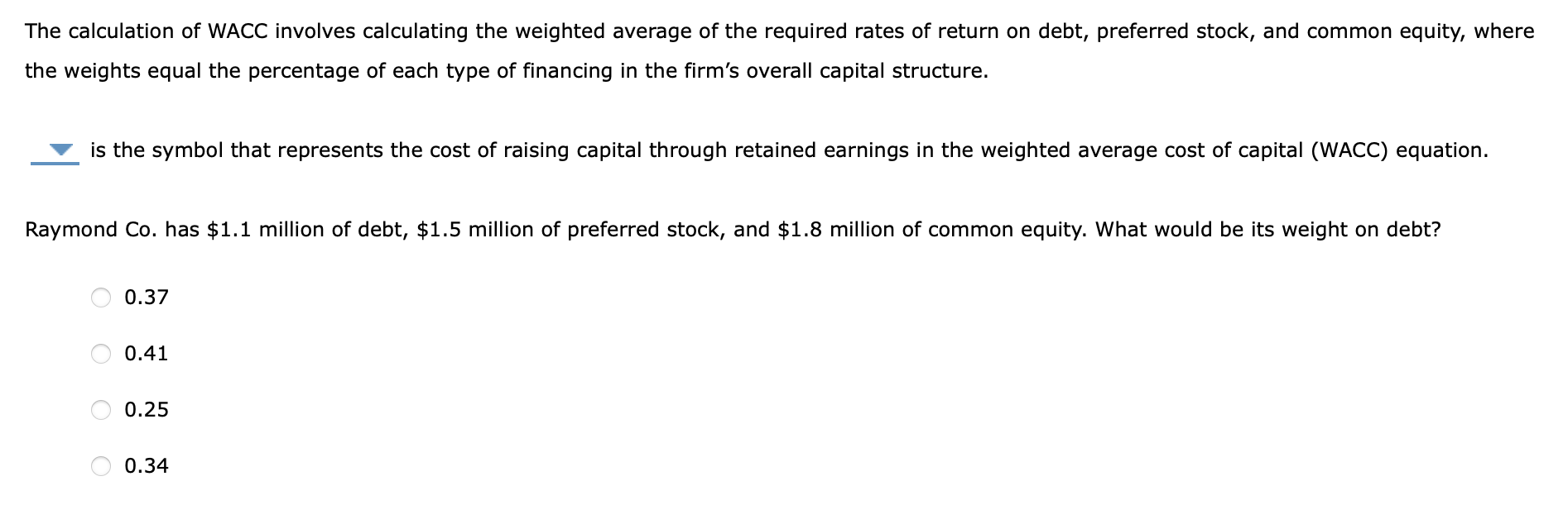 Solved The calculation of WACC involves calculating the | Chegg.com