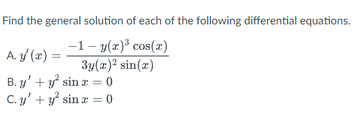 Solved Find the general solution of each of the following | Chegg.com