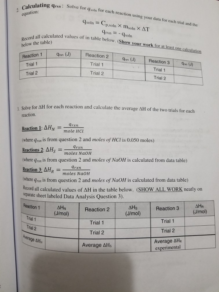 Solved Calc equation Solve for quotn for each reaction using | Chegg.com