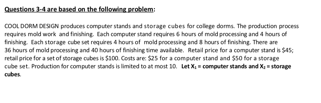 Solved Questions 3-4 are based on the following problem: | Chegg.com