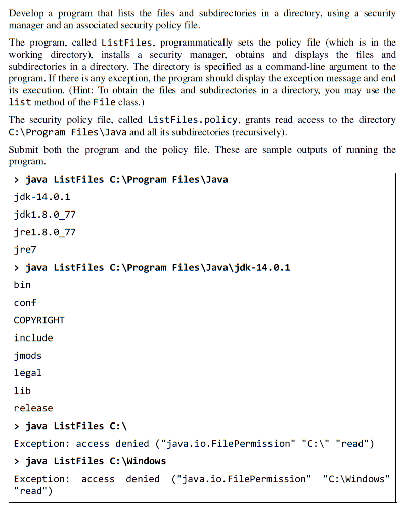 Solved Develop a program that lists the files and | Chegg.com