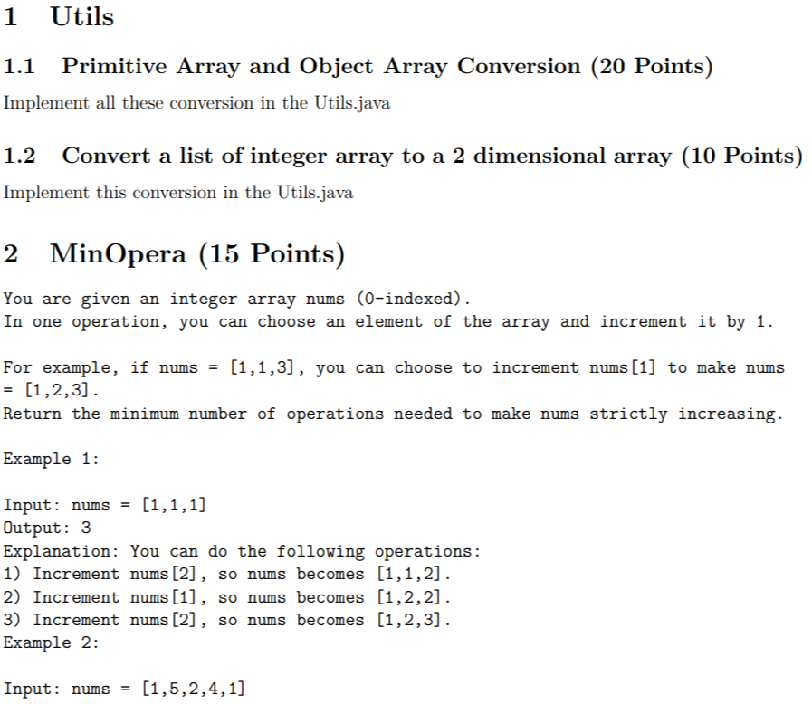 Solved 1 Utils 1.1 Primitive Array and Object Array | Chegg.com