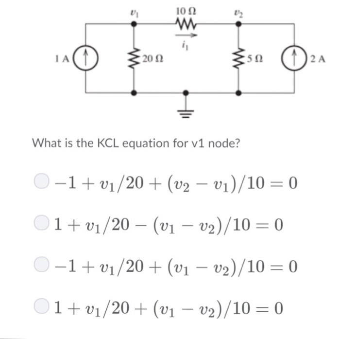 Solved 10 Ω U2 I A 2012 5Ω 2 A What is the KCL equation for | Chegg.com