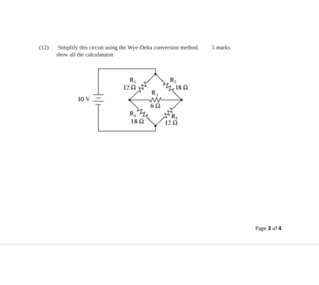 Solved (12) Simplify this circuit using the Wye-Delta | Chegg.com