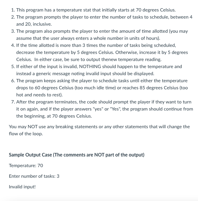 Solved 1. This program has a temperature stat that initially | Chegg.com