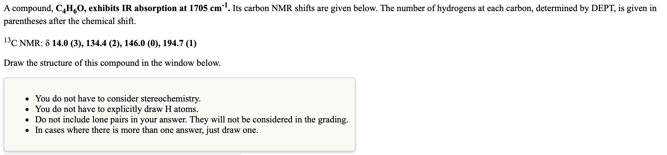 Solved A compound, C4H60, exhibits IR absorption at 1705 | Chegg.com