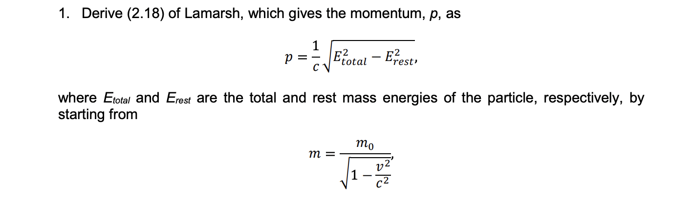 Solved 1. Derive (2.18) of Lamarsh, which gives the | Chegg.com