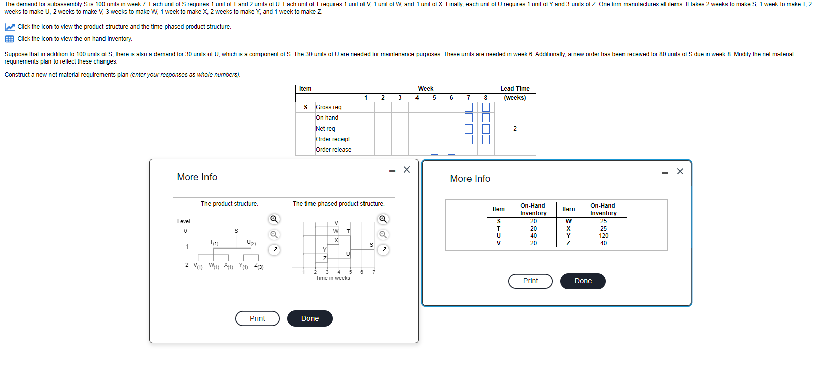 Solved weeks to make U, 2 weeks to make V,3 weeks to make W, | Chegg.com