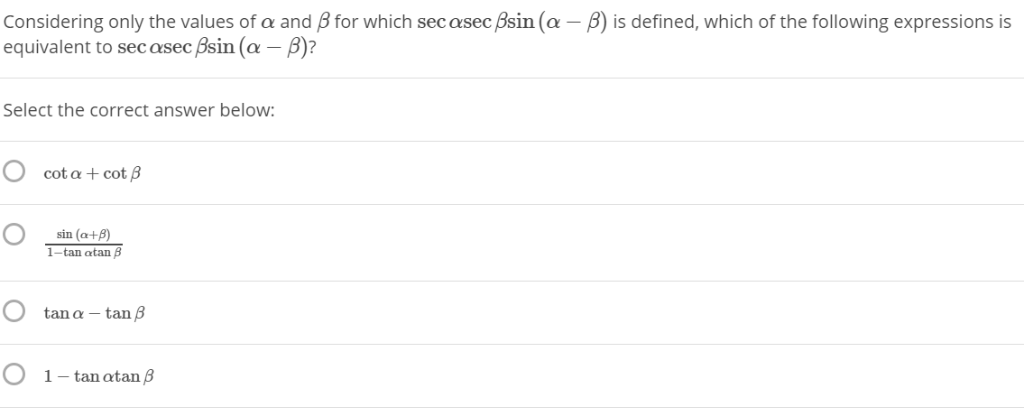 Solved Considering only the values of a and B for which sec | Chegg.com
