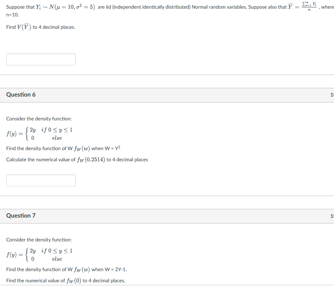Solved Suppose that Yi∼N(μ=10,σ2=5) are iid (independent | Chegg.com