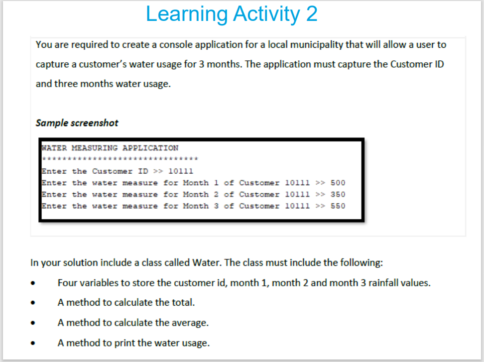 Solved Learning Activity 2 You are required to create a | Chegg.com