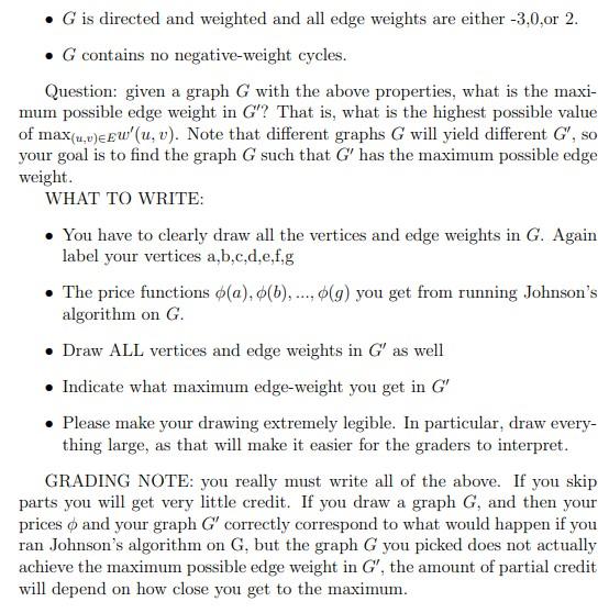 Solved Given a directed weighted graph G=(V,E) with weight | Chegg.com