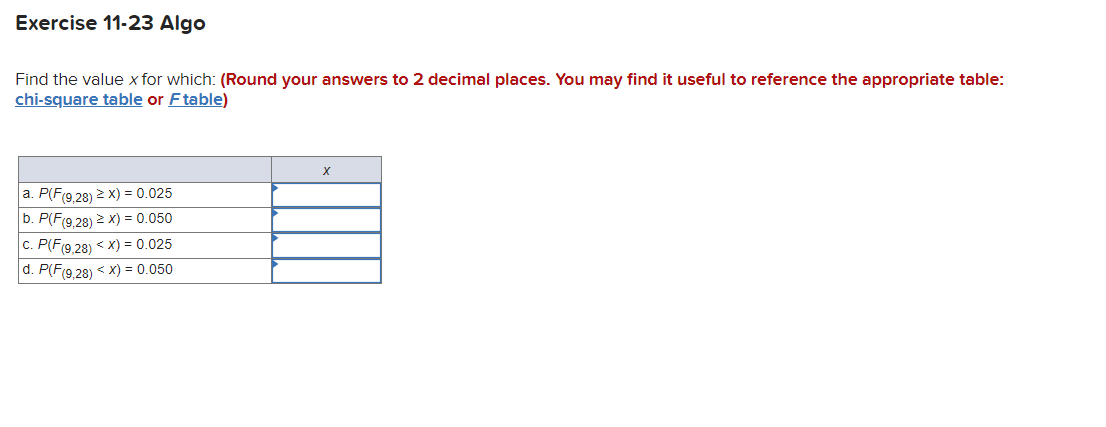 Solved Exercise 11-23 ﻿AlgoFind the value x ﻿for which: | Chegg.com