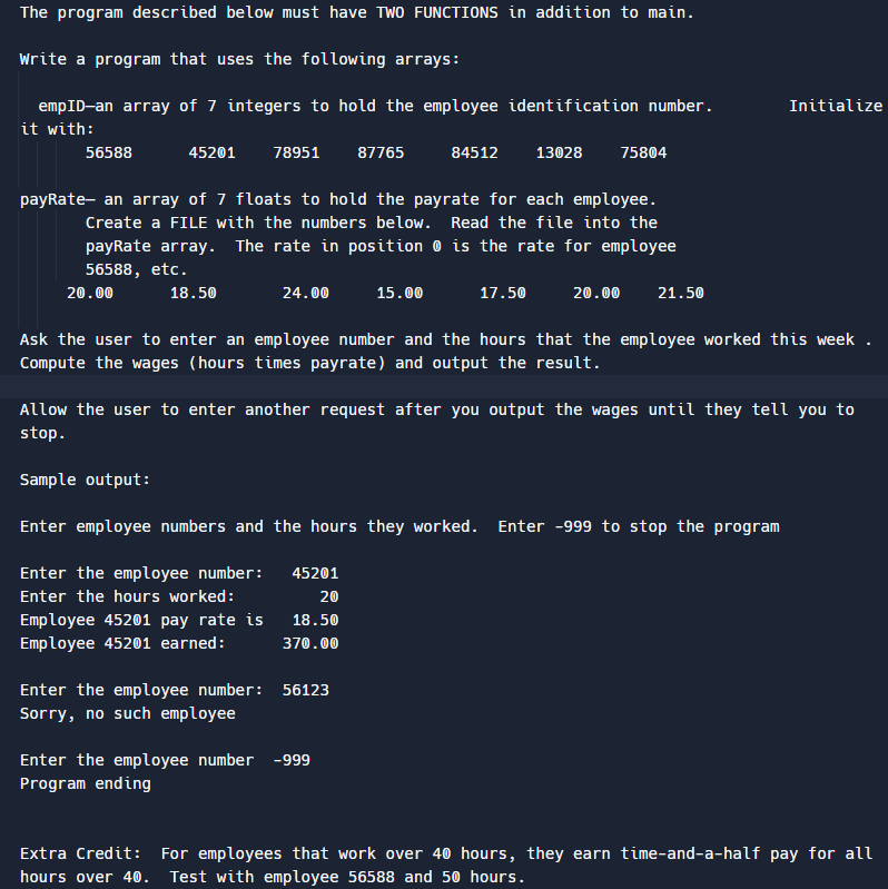 Solved Write a program that uses the following arrays: Ask | Chegg.com