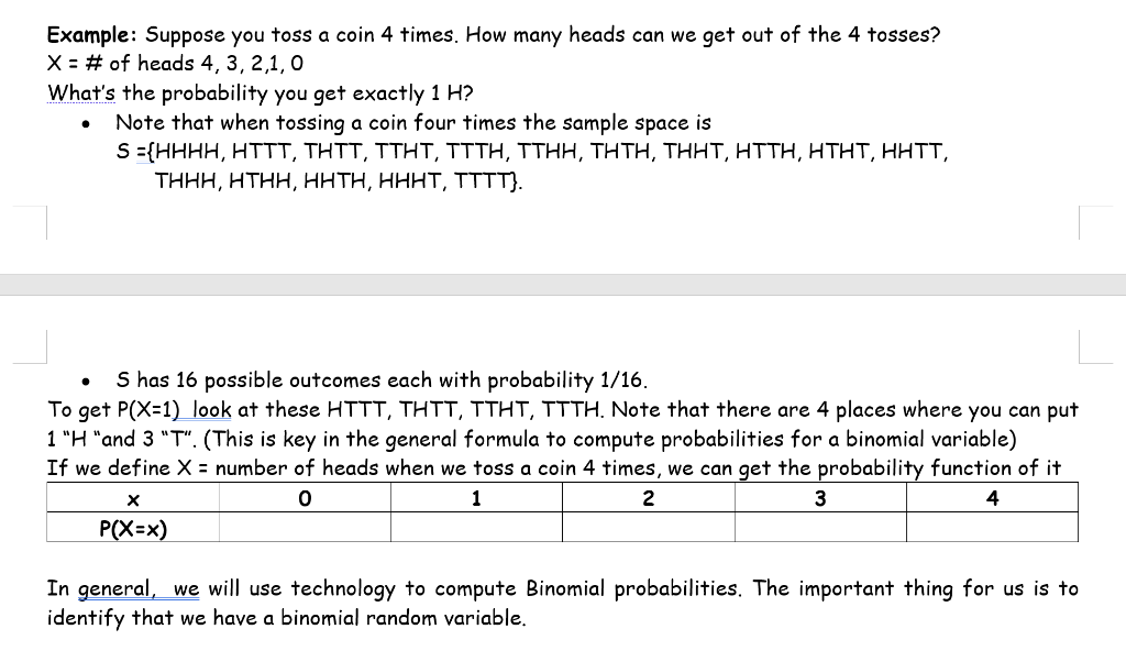 Solved Example: Suppose you toss a coin 4 times. How many | Chegg.com
