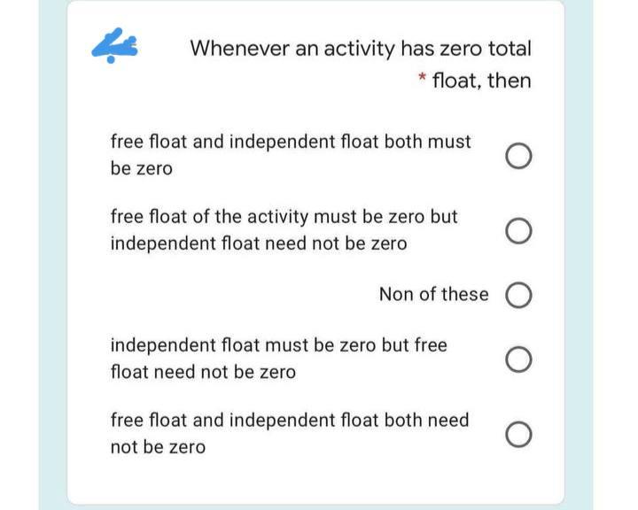 Solved Whenever an activity has zero total * float, then | Chegg.com