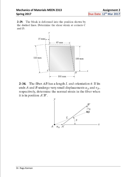 Solved The block is deformed into the position shown by the | Chegg.com