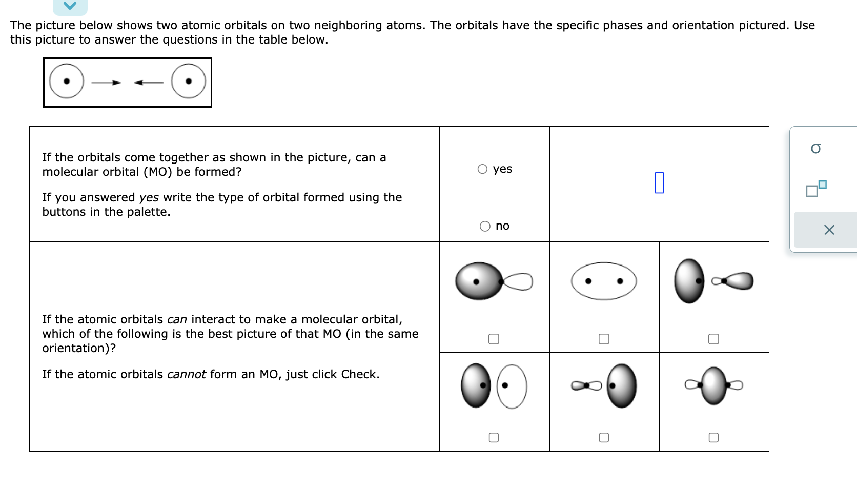 Solved he picture below shows two atomic orbitals on two | Chegg.com