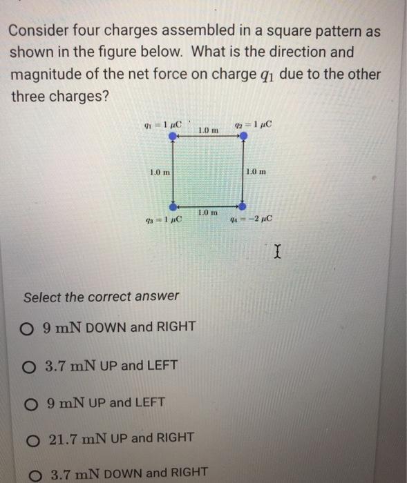 Solved Consider four charges assembled in a square pattern | Chegg.com