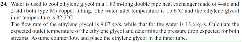 Solved 24. Water is used to cool ethylene glycol in a 1.83 | Chegg.com