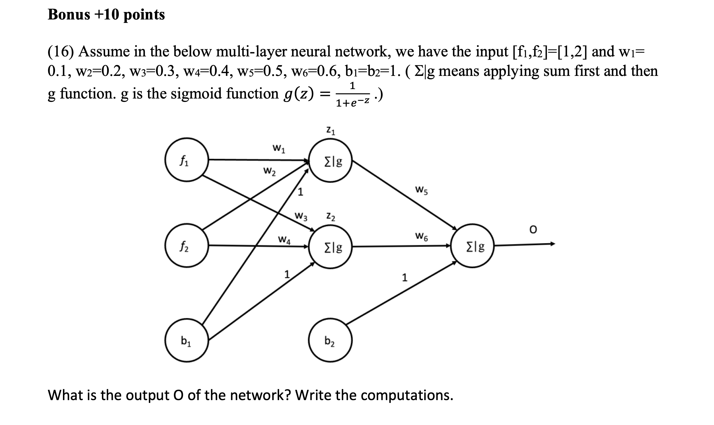 Solved 16 Assume In The Below Multi Layer Neural Network