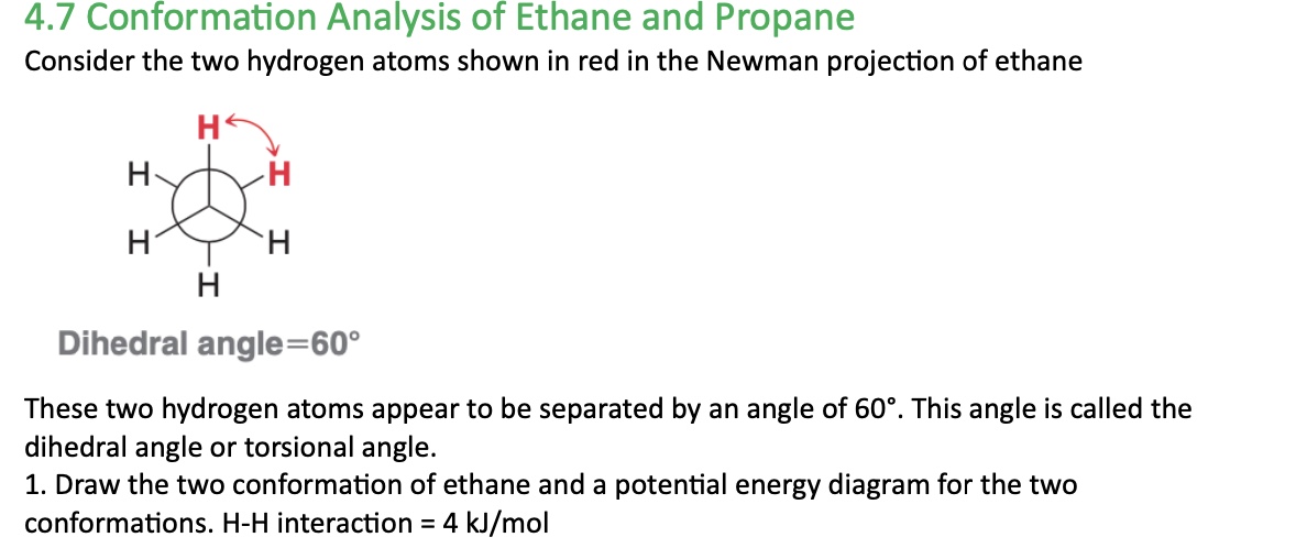 Solved 4.7 ﻿Conformation Analysis of Ethane and | Chegg.com
