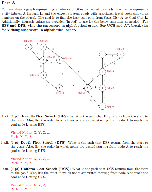 Solved Part AYou are given a graph representing a network of | Chegg.com