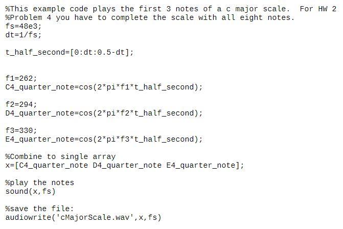9. Music Synthesis: We will use MATLAB to create a | Chegg.com
