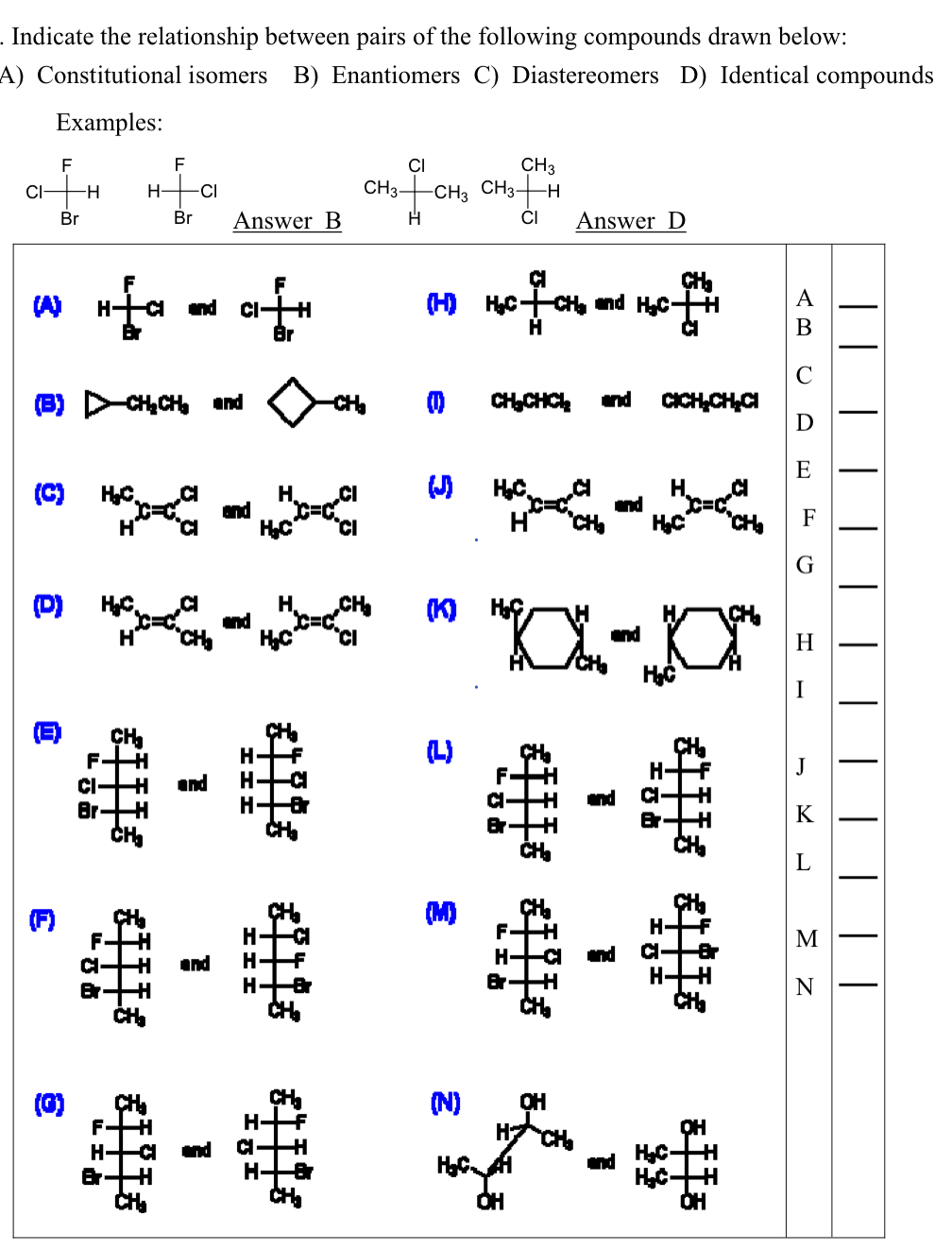 Solved . Indicate the relationship between pairs of the | Chegg.com