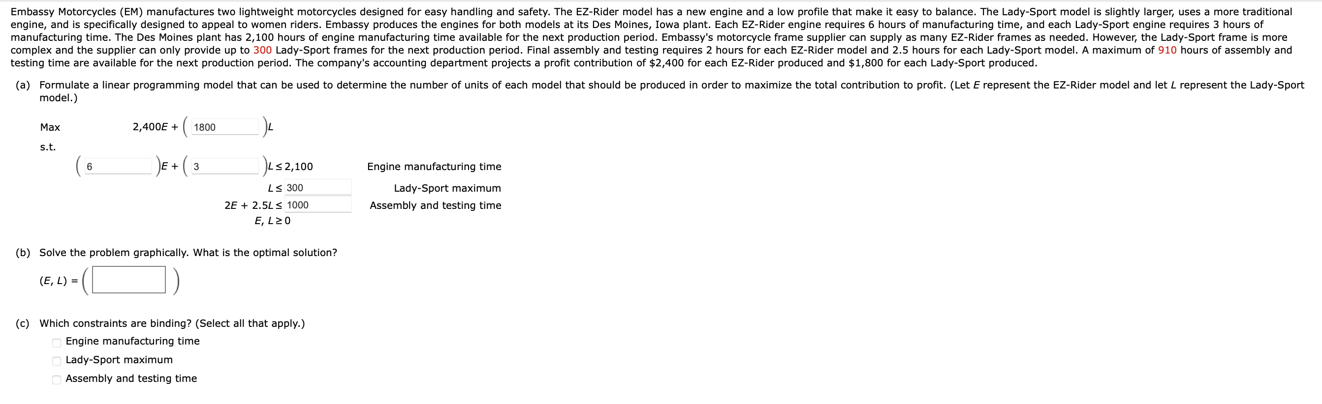 model.) Max s.t. | Chegg.com