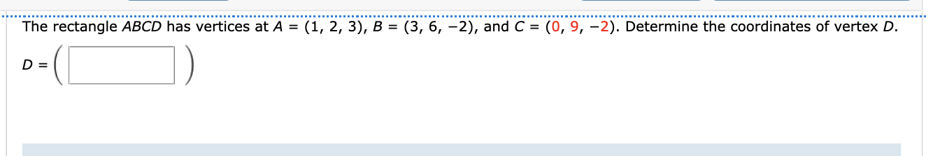Solved The rectangle ABCD has vertices at A = (1, 2, 3), B = | Chegg.com