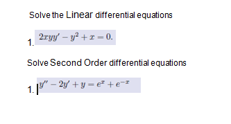 Solved Solve the Linear differential equations 2ryy' - y2 +1 | Chegg.com