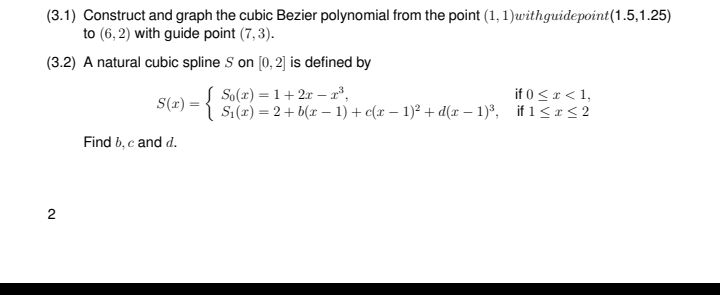 Solved (3.1) Construct and graph the cubic Bezier polynomial | Chegg.com