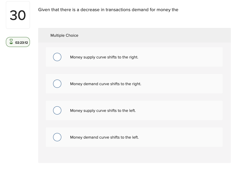 Solved Given that there is a decrease in transactions demand | Chegg.com