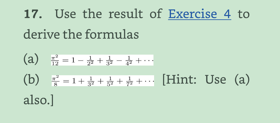 Solved 17. Use the result of Exercise 4 to derive the | Chegg.com