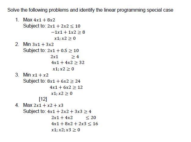Solved Solve the following problems and identify the linear | Chegg.com