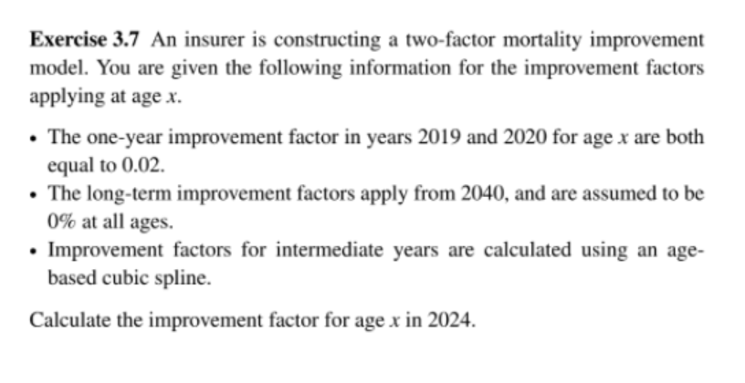 Solved Exercise 3.7 An insurer is constructing a two-factor | Chegg.com