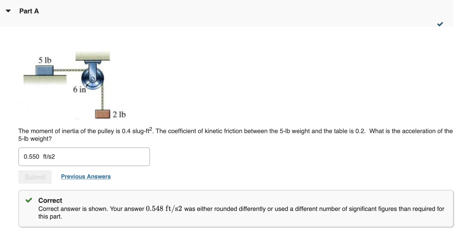 Solved Part A 5 Lb 6 In 2 Lb The Moment Of Inertia Of The Chegg