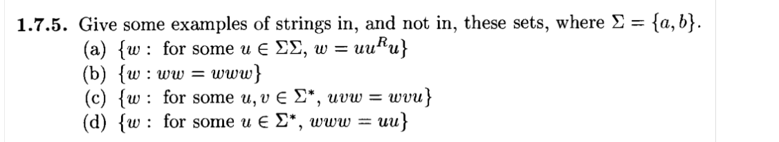 Solved 7.5. Give some examples of strings in, and not in, | Chegg.com