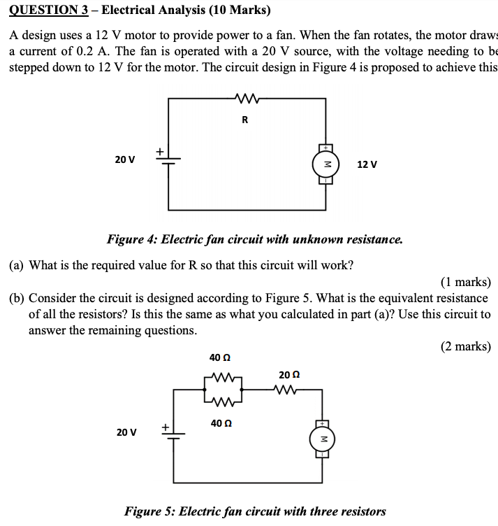 Solved QUESTION 3 - Electrical Analysis (10 Marks) A design | Chegg.com