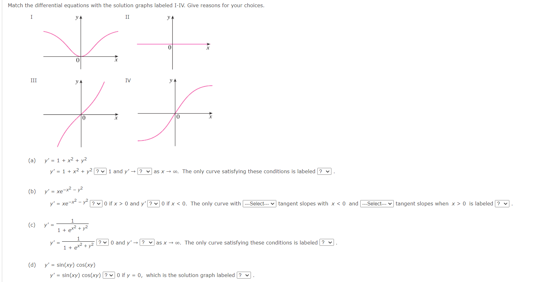 Solved Match the differential equations with the solution | Chegg.com