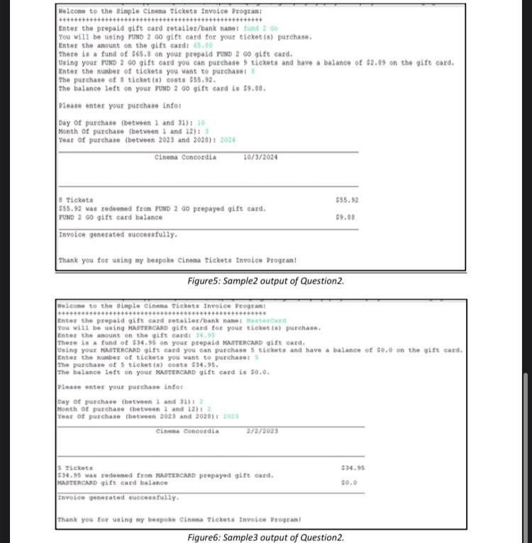 Solved Questions \#2: Simple Cinema Tickets Invoice | Chegg.com